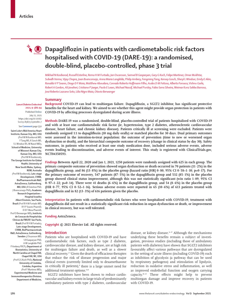 Dapagliflozin in Patients With Cardiometabolic Ris | PDF | Health Care ...