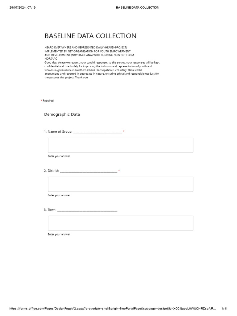 Baseline Data Collection | PDF | Governance | Social Psychology