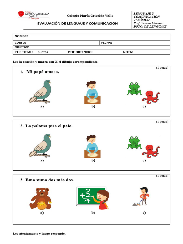 Evaluación de Lectura | PDF