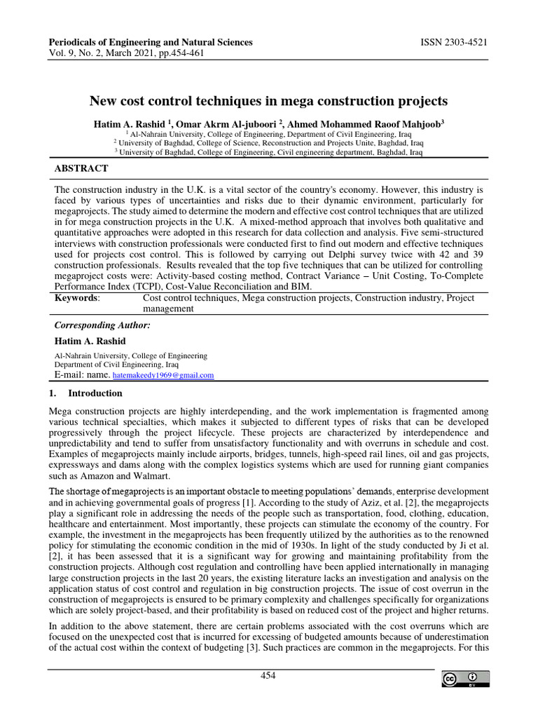 New Cost Control Techniques in Mega Cons | PDF | Scientific Method
