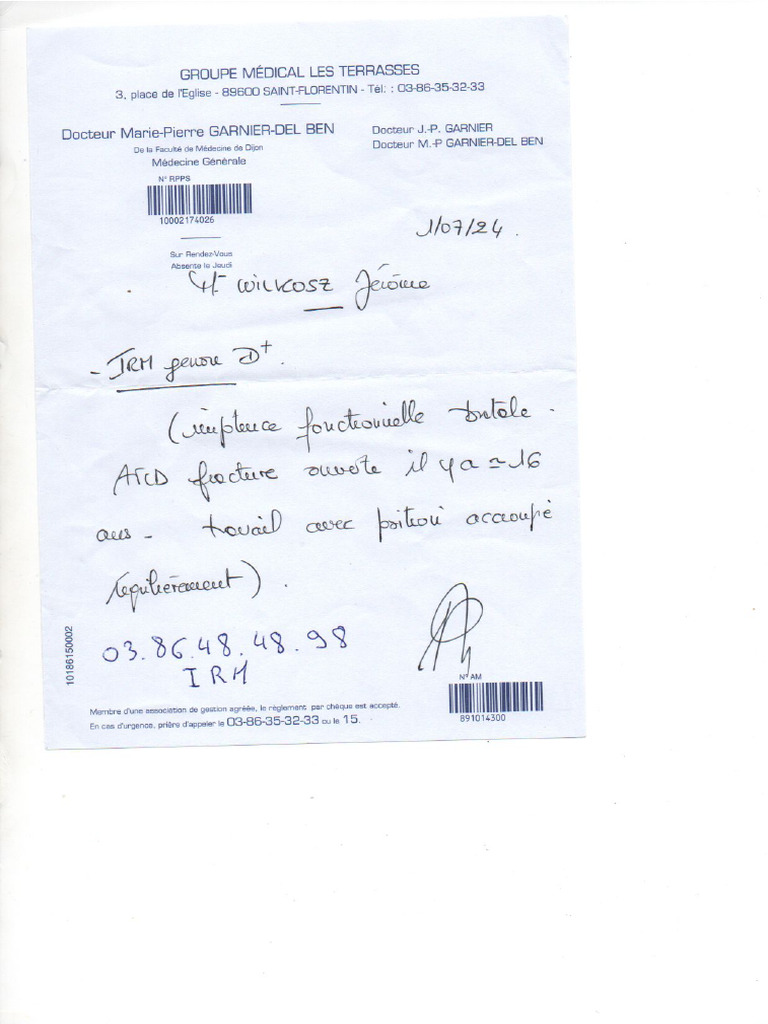 Ordonnance IRM Jérôme | PDF