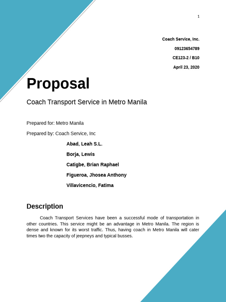 Coach Transport Proposal for Metro Manila | PDF | Metro Manila | Transport