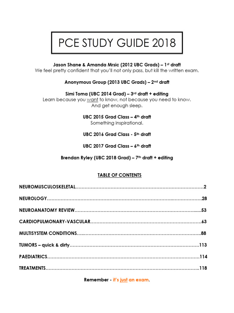 PCE Study Guide 2018 Overview | PDF | Vertebral Column | Pelvis