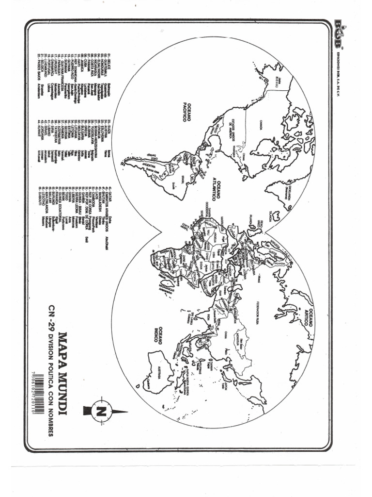 Mapamundi Division Politica Con Nombres CN29 | PDF
