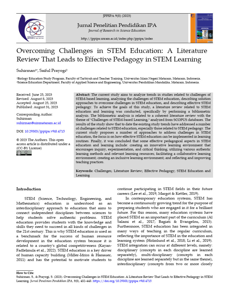 Overcoming Challenges in STEM Education A Literatu | PDF | Pedagogy ...