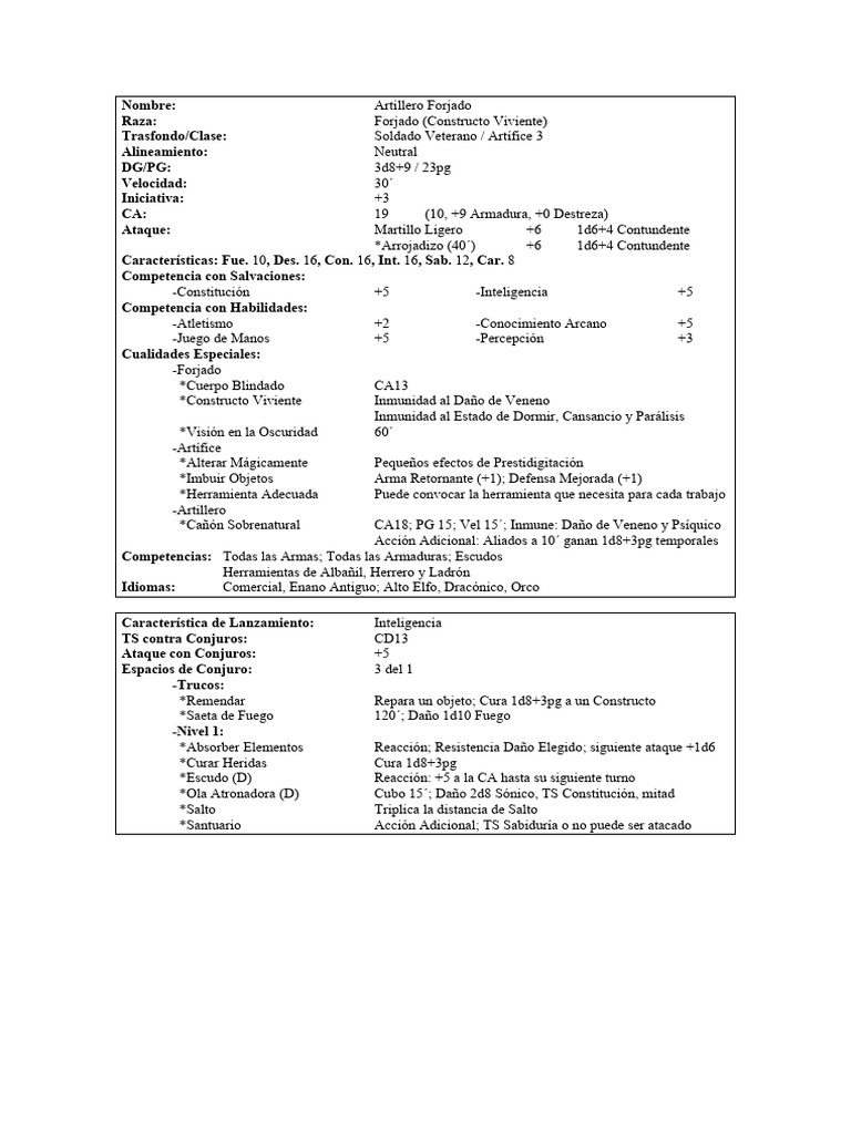 (VD1) Artillero Forjado | PDF