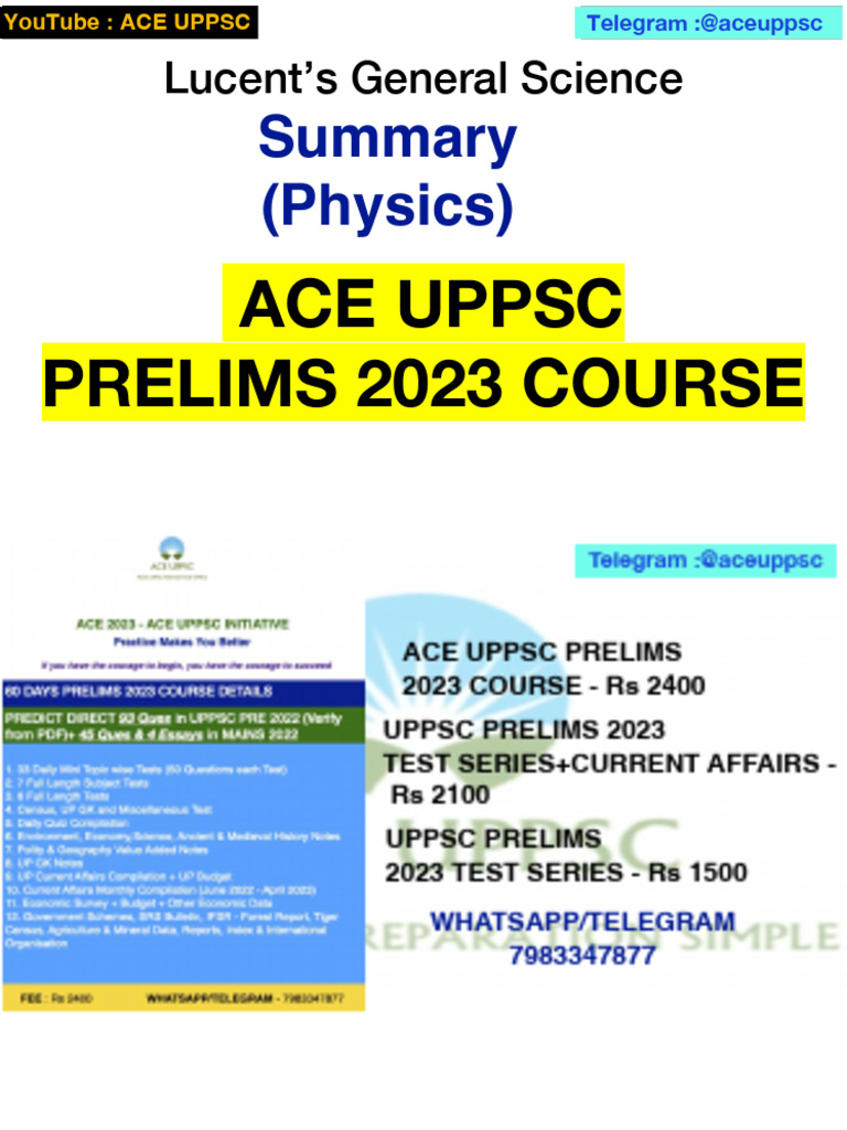 Physics-Lucent General Science Summary (ACE UPPSC) | PDF