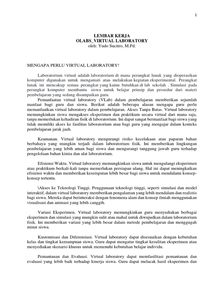 Manfaat Laboratorium Virtual dalam Pembelajaran | PDF | Komputer ...