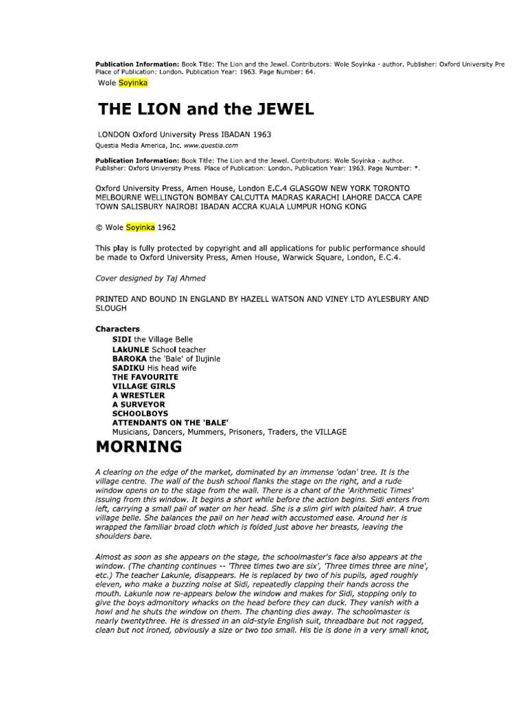 Lion N Jewel | PDF