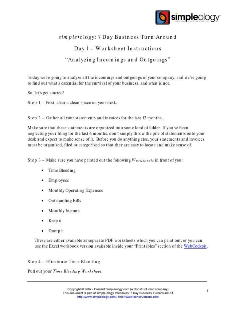 Day 1 Worksheet Instructions | PDF | Expense | Salary