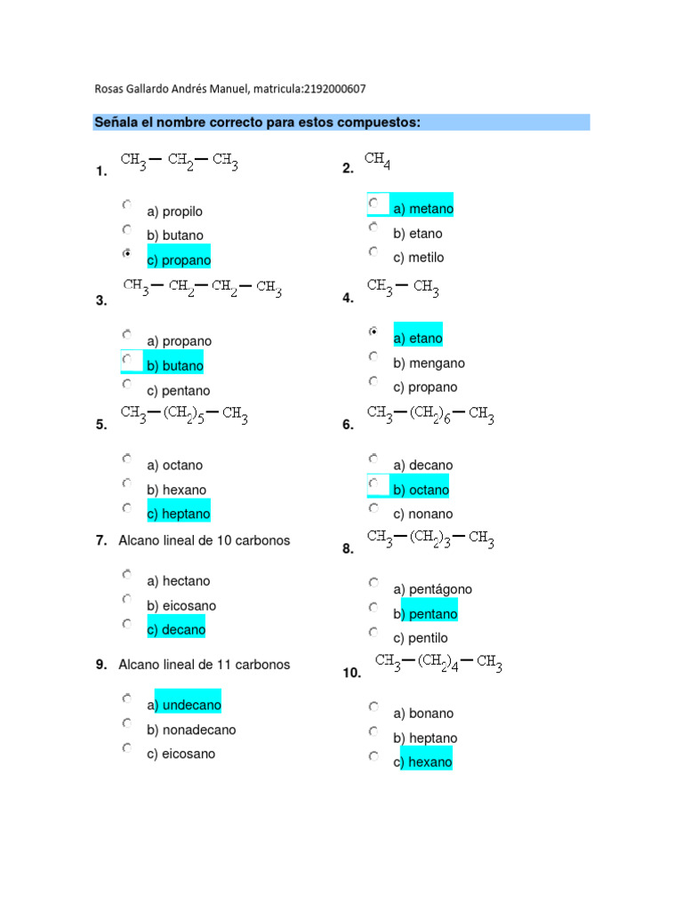 Tarea Alcanos | PDF | Alcano | Química Orgánica