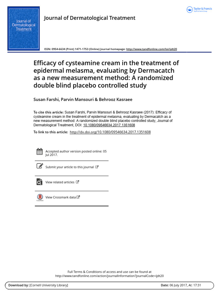 Efficacy of Cysteamine Cream | PDF | Clinical Trial | Clinical Medicine