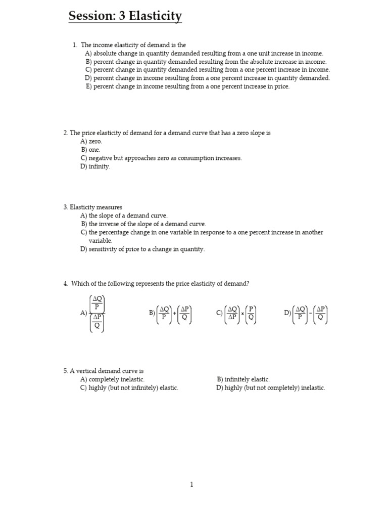 Exercise 3 | PDF | Elasticity (Economics) | Demand