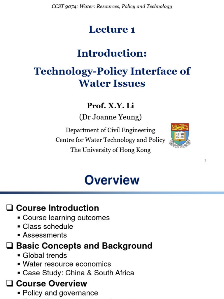 Lecture 1 - Introduction | PDF | Water Resources | Water