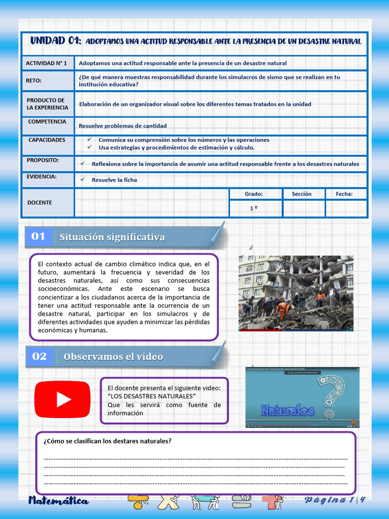 1º Act 1 Mat Sem 1 Unid 01 | PDF | Evaluación