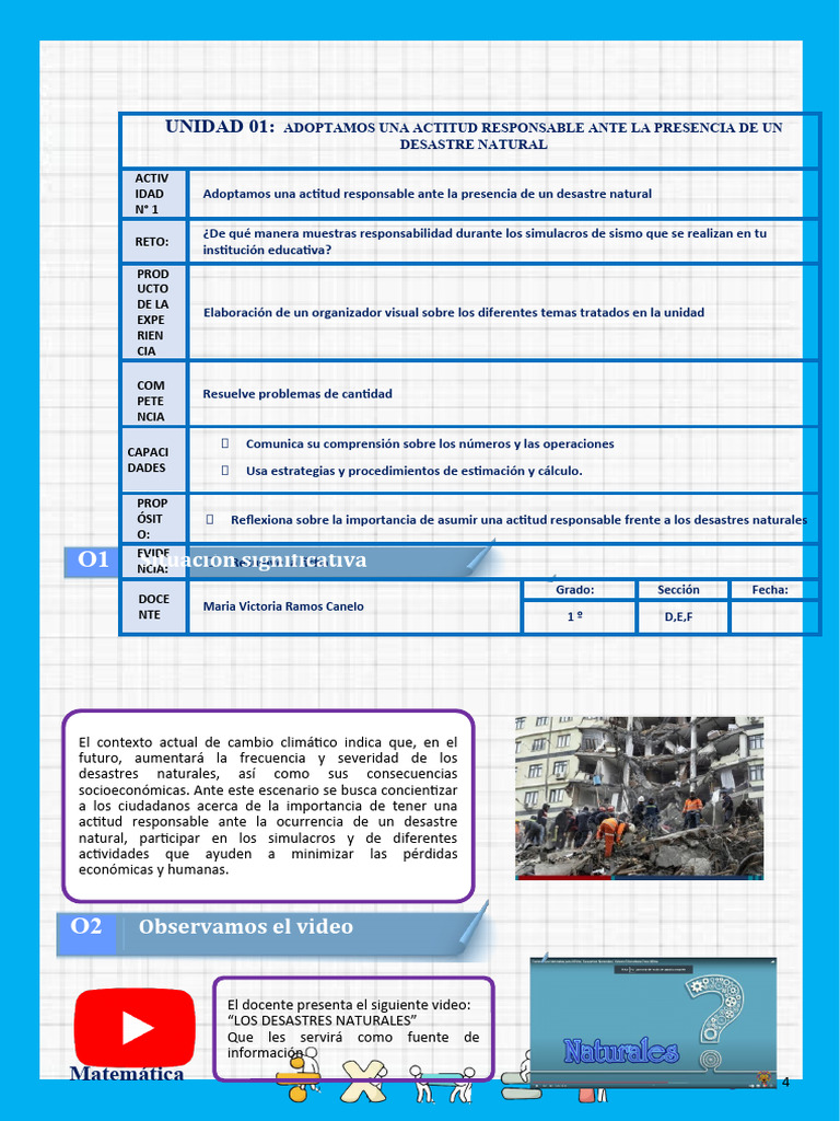 1º Act 1 Mat Sem 1 Unid 01 | PDF | Evaluación