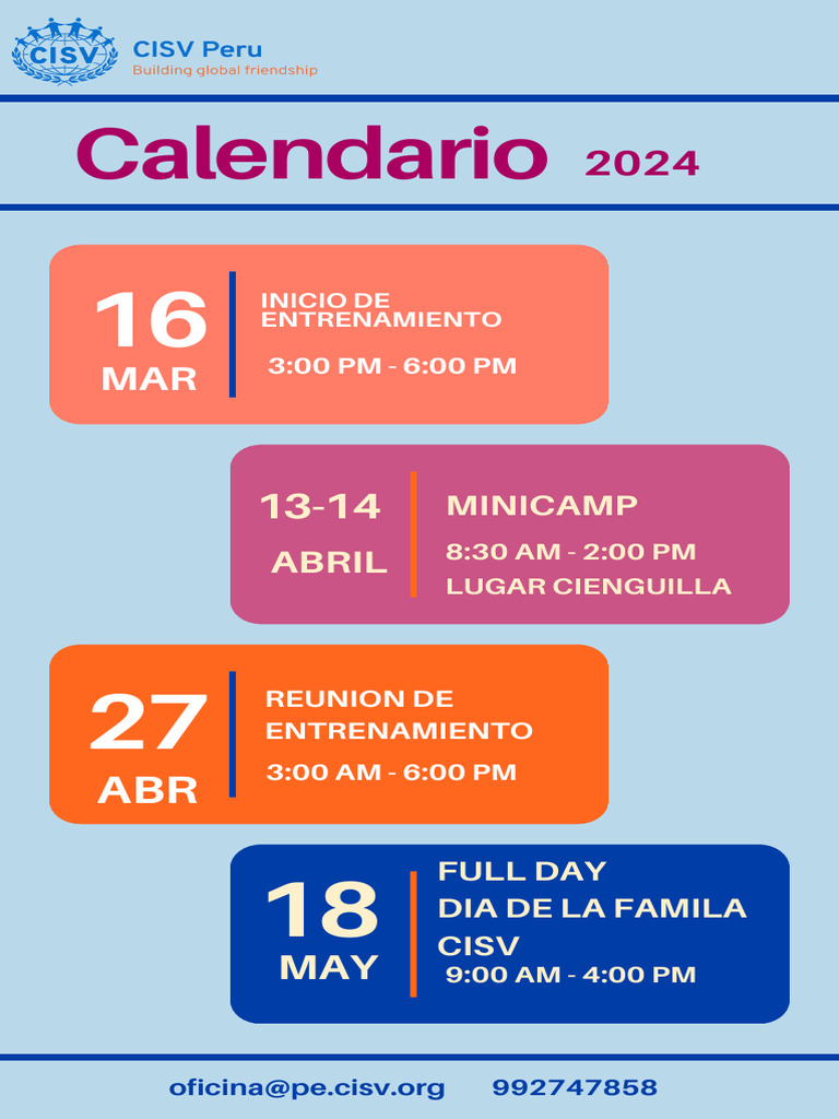 Calendario CISV 2024 | PDF | Ciencia y matemáticas