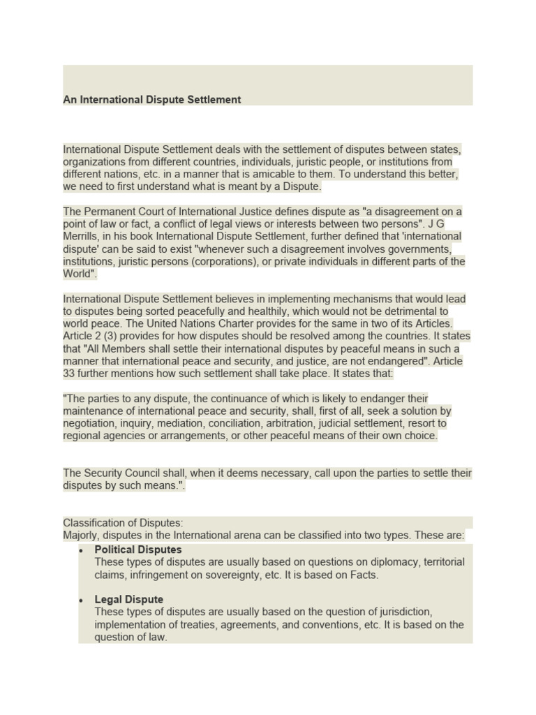 An International Dispute Settlement | PDF | Arbitration | Mediation