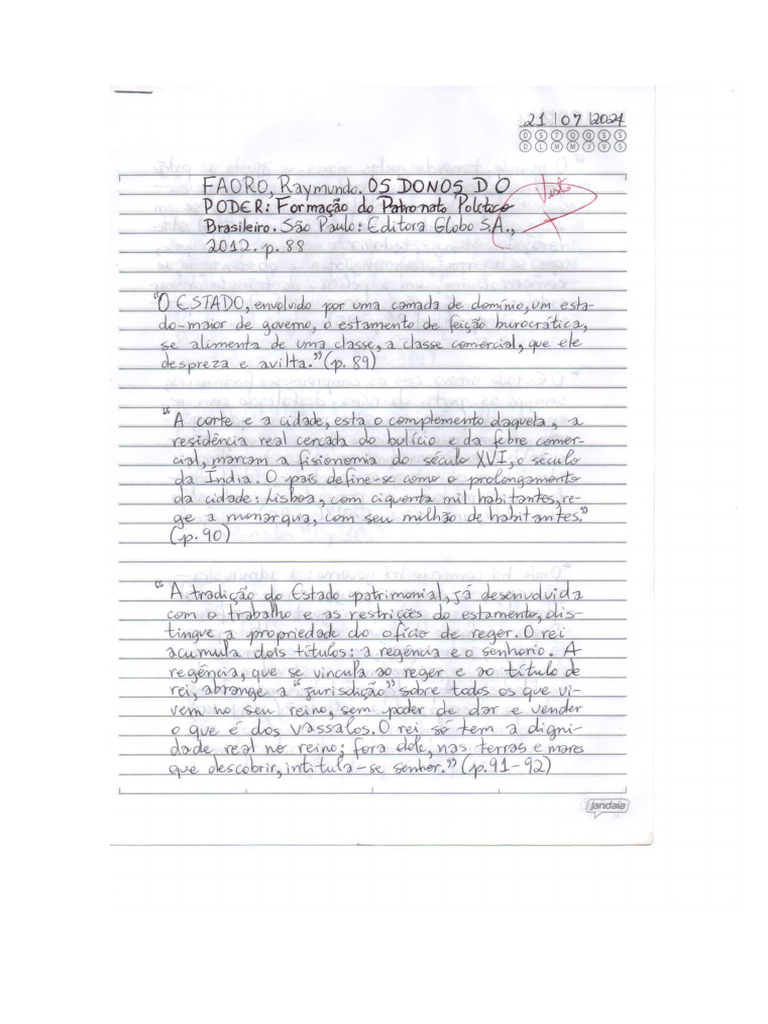 Fichamento 4 - Os Donos Do Poder | PDF