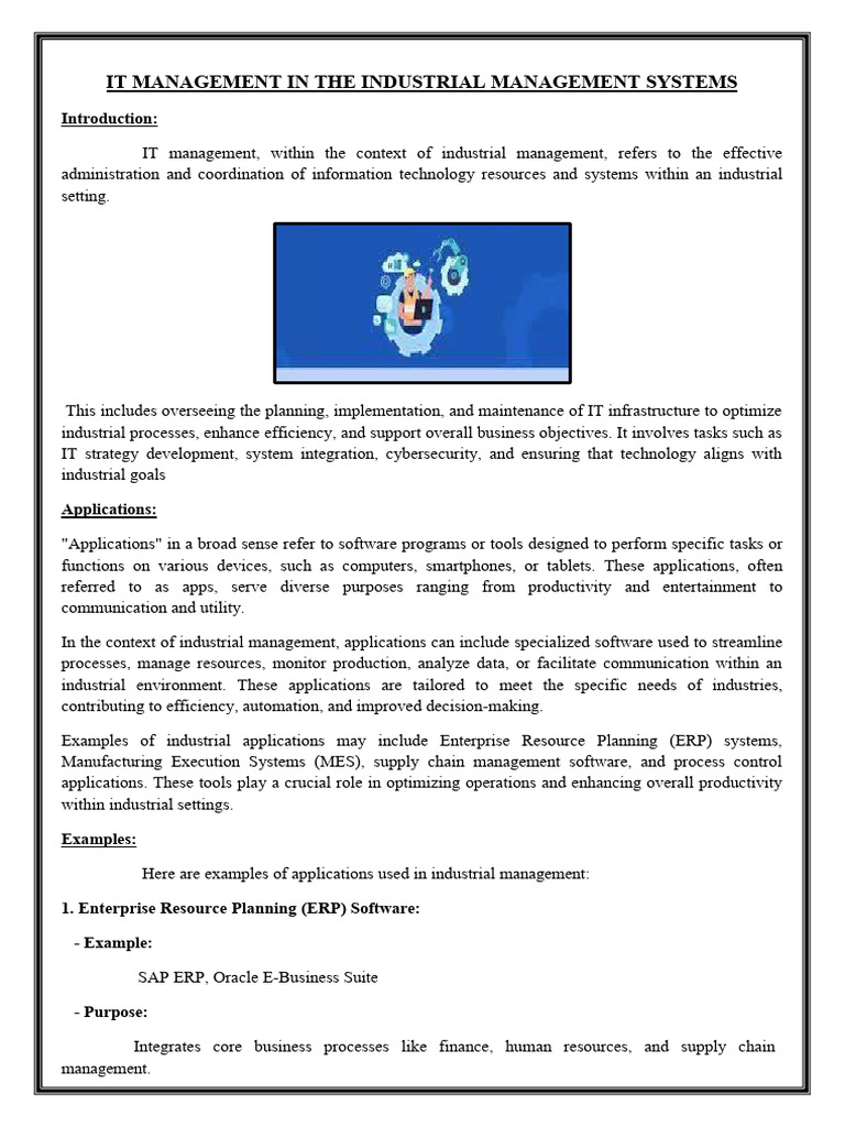 It Management in The Industrial Management Systems | PDF | Iso 9000 ...