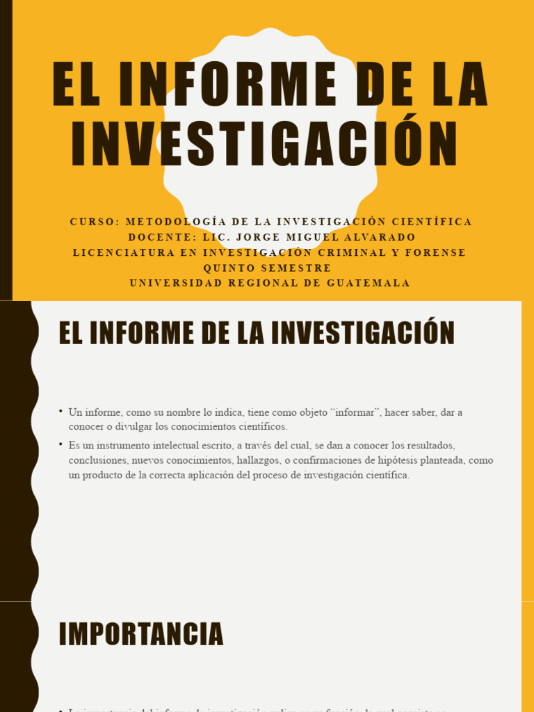El Informe de La Investigación | PDF | Método científico | Verdad