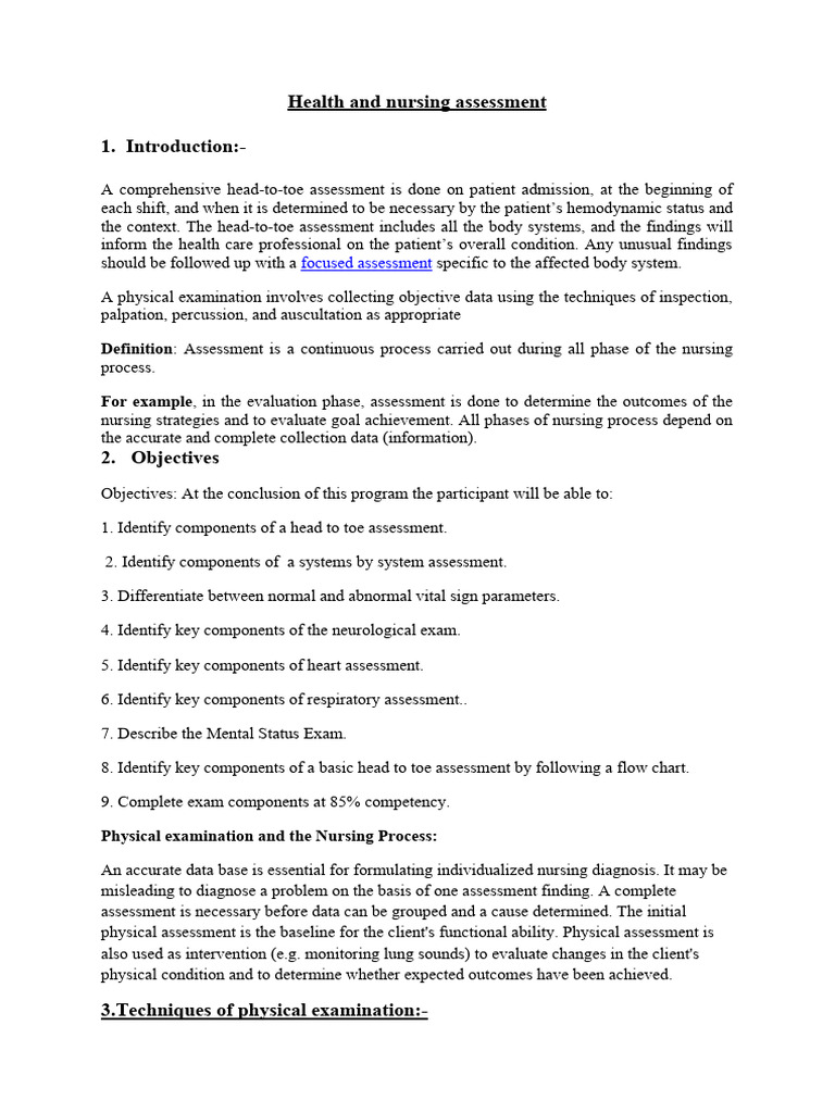 Physical Health Assessment | PDF | Physical Examination | Medical ...