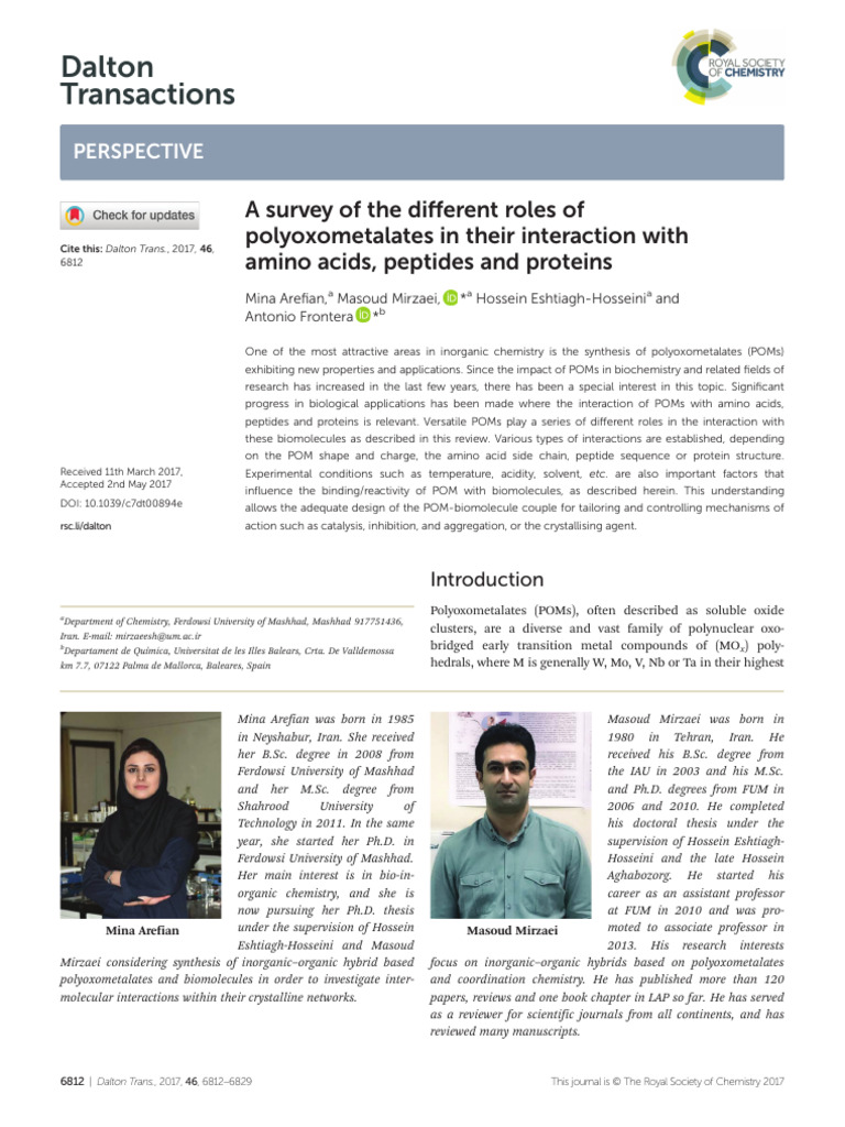 A Survey of The Different Roles of Polyo | PDF | Amino Acid ...