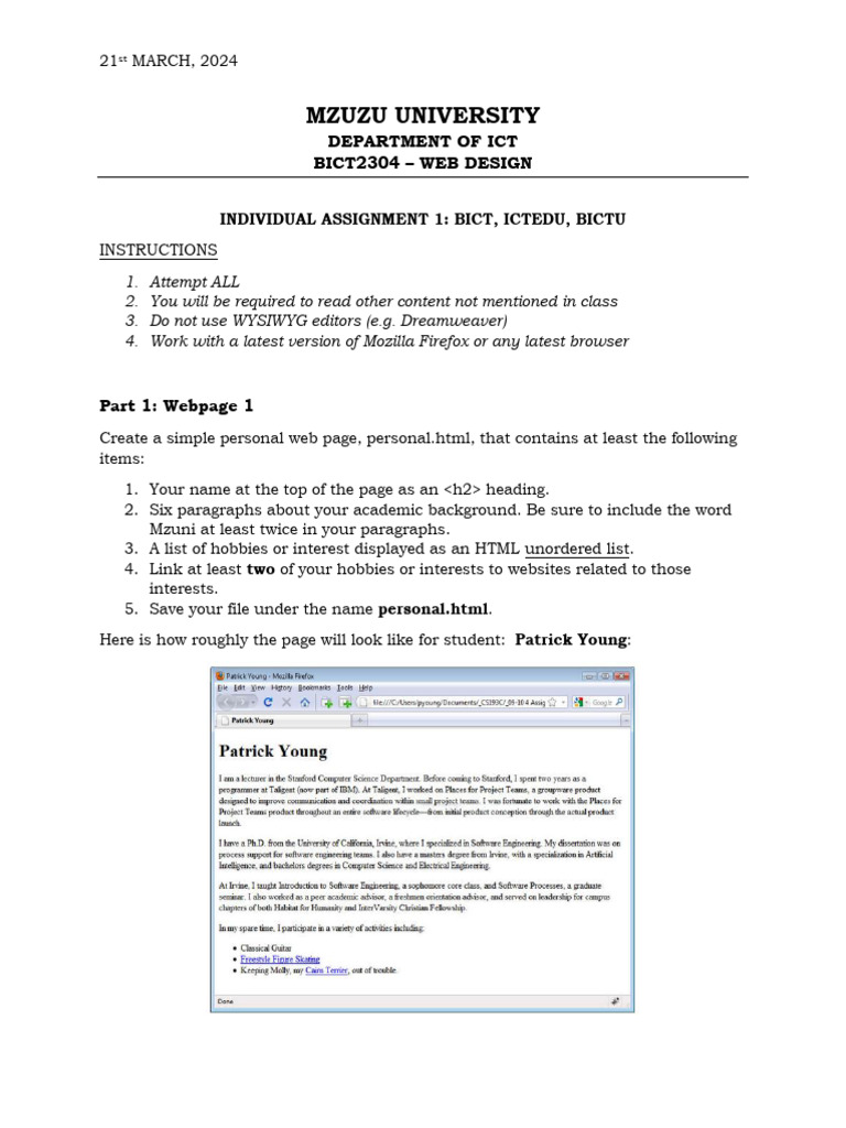 AssignmentOne March2024 WD Practical HTML&CSS | PDF | Html | Software ...
