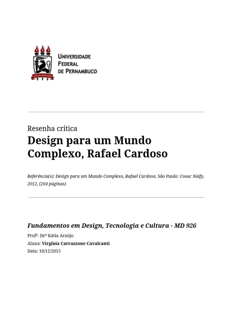 Design_para_um_Mundo_Complexo_Rafael_Car | PDF | Esboço | Tempo