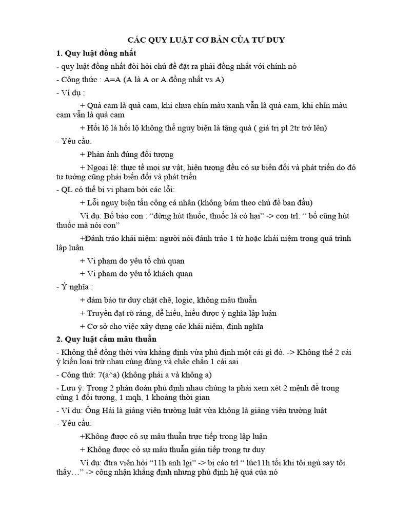 CÁC QUY LUẬT CƠ BẢN CỦA TƯ DUY | PDF