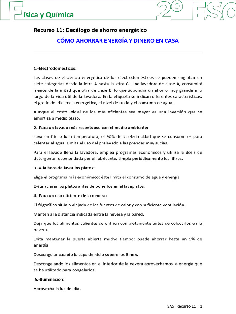Ahorro Energetico | PDF | Refrigerador | Uso eficiente de energía