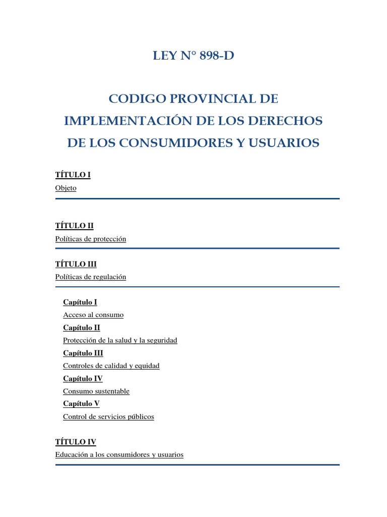 LEY #898-D Codigo Provincial de Implementación de Los Derechos de Los ...