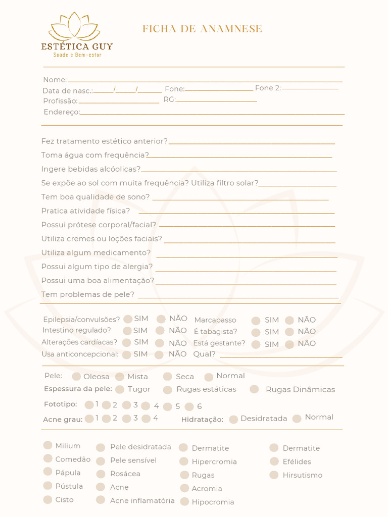 Ficha De Anamnese Estética Facial | PDF | Alergia | Especialidades médicas