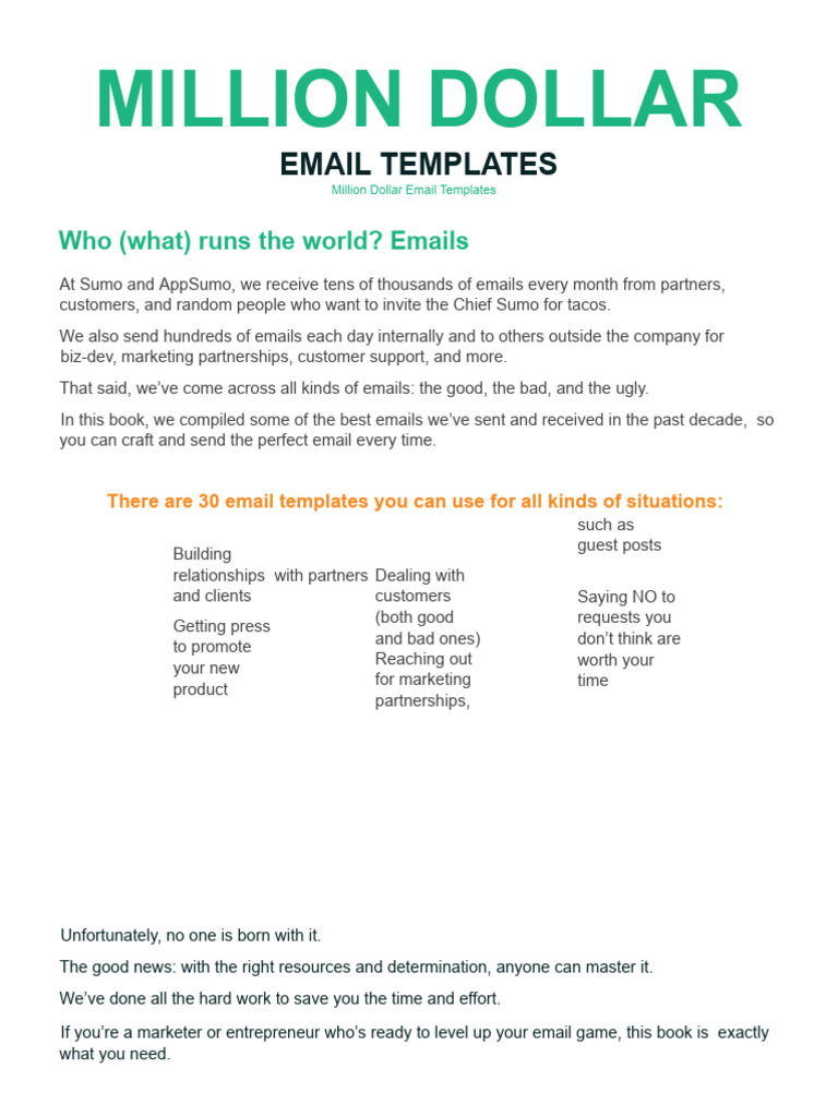Million Dollar: Email Templates | PDF | Linked In | I Pad