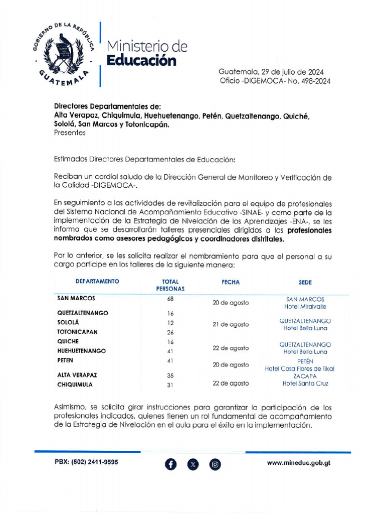 Oficio Digemoca No. 498-2024 Ena | PDF