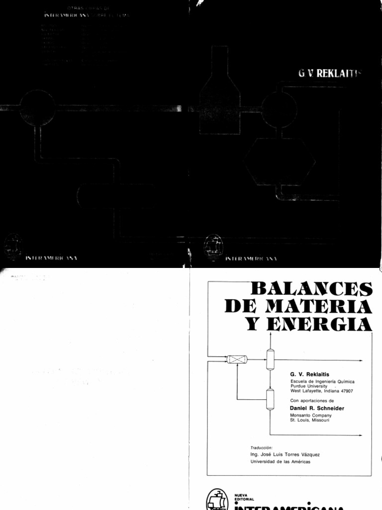 Balances de Materia y Energía - Rekalitis | PDF