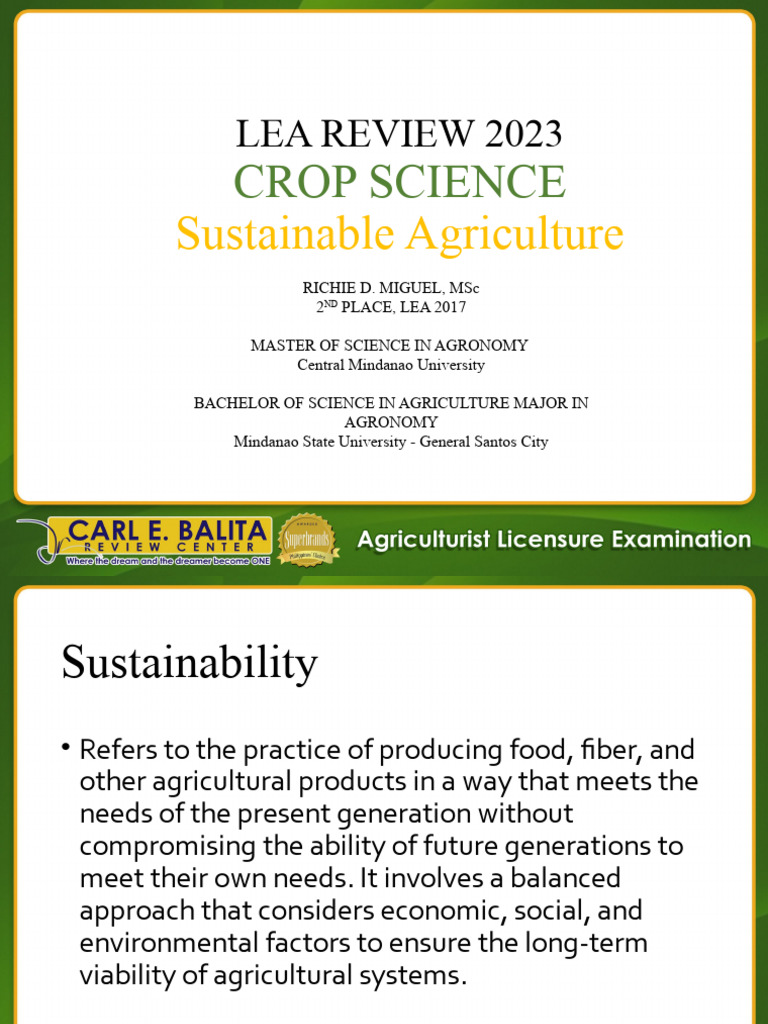 9 Sustainable Agriculture | PDF | Agriculture | Organic Farming