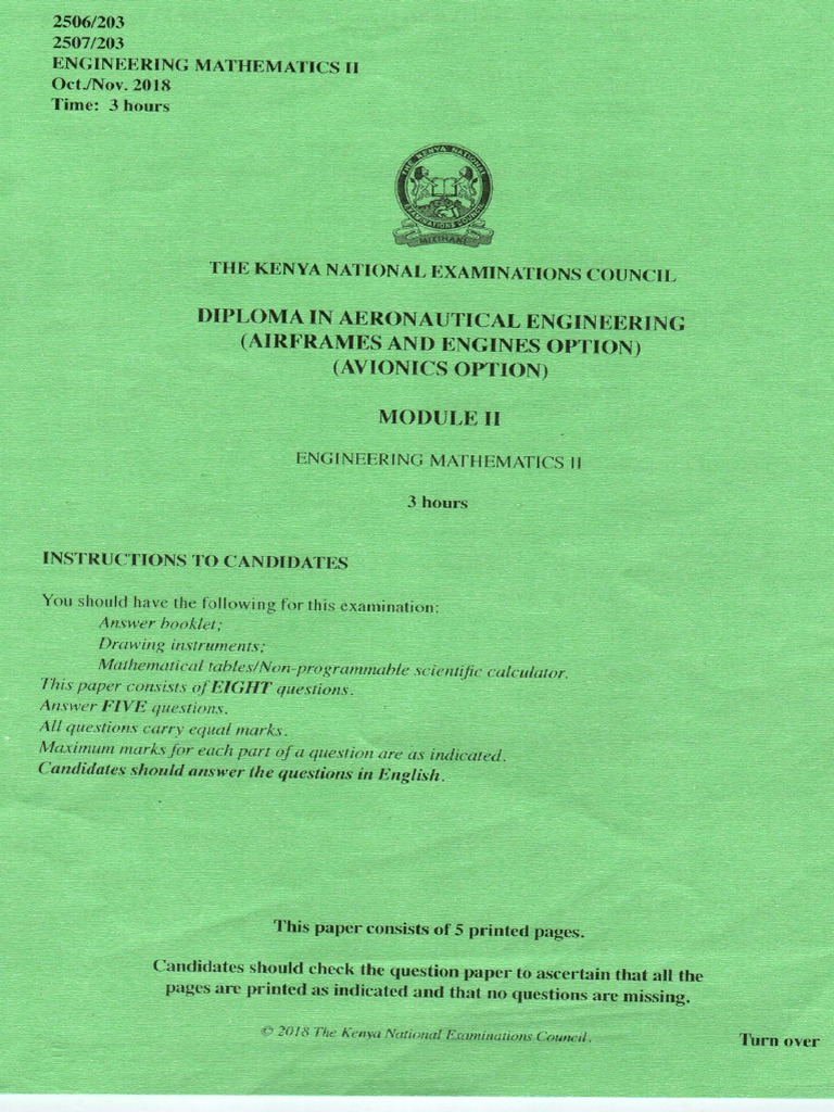 Engineering Mathematics II - Mod II - Nov, 2018 - 231024 - 183303 | PDF