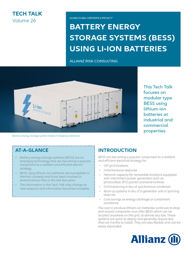 ARC Tech Talk Volume 26 - Battery Energy Storage Systems (BESS) | PDF | Energy Storage | Lithium ...