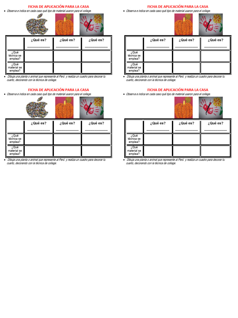 Ficha de Aplicación de Arte para La Casa | PDF | Collage | Pinturas