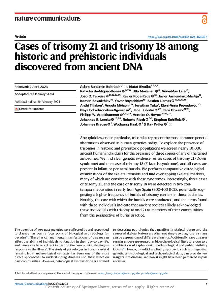Cases of Trisomy 21 and Trisomy 18 Among Historic | PDF | Genetic ...