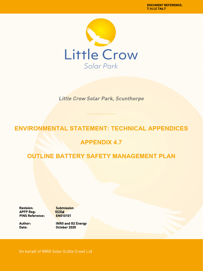 Document Ref 7.14 LC TA4.7 Outline Battery Safety Management Plan | PDF ...