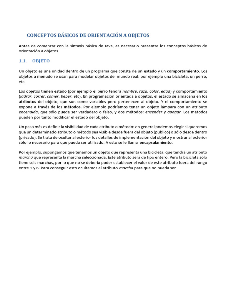 CONCEPTOS BÁSICOS DE ORIENTACIÓN A OBJETOS | PDF | Objeto (informática) | Programación orientada ...