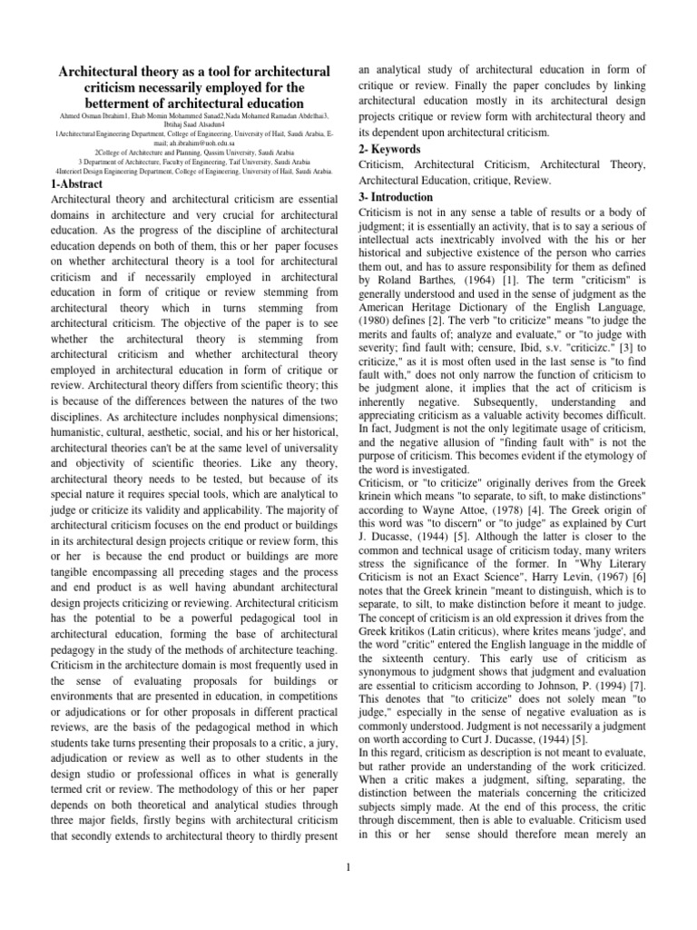 Architectural Theory As A Tool For Archi | PDF | Theory | Idea