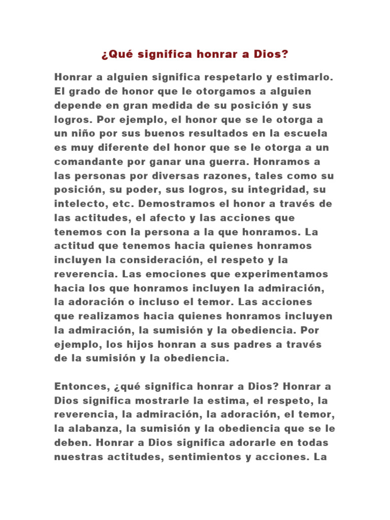 Qué Significa Honrar A Dios | PDF | Cristo (título) | Jesús