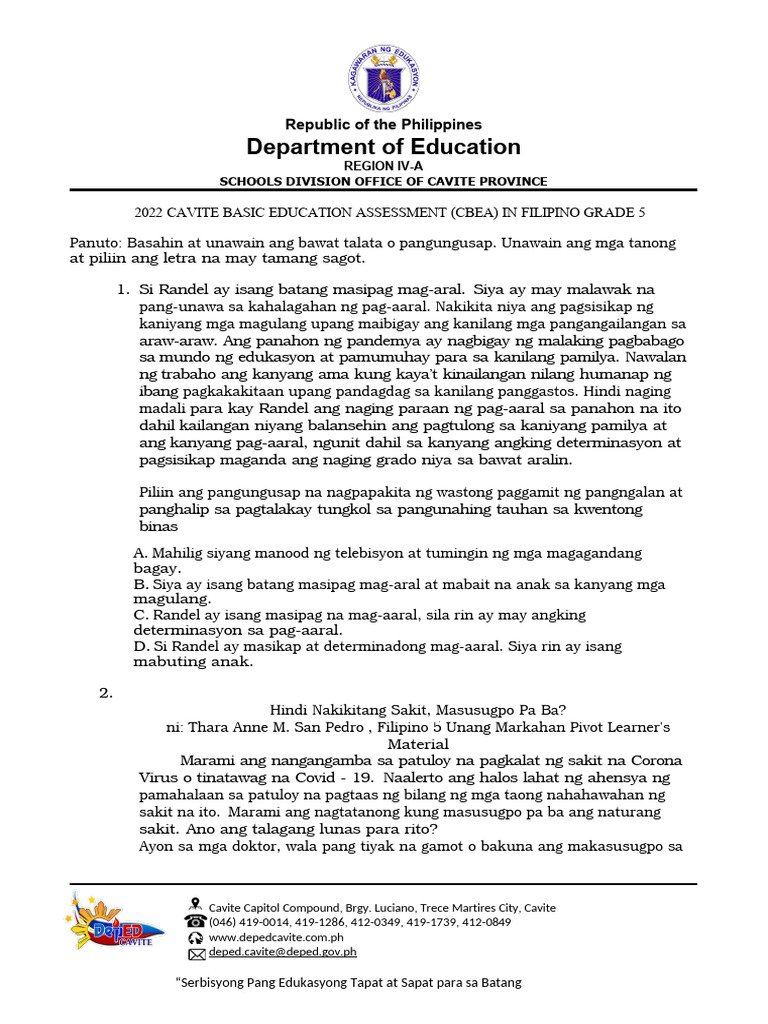 E CBEA - Filipino 5 | PDF