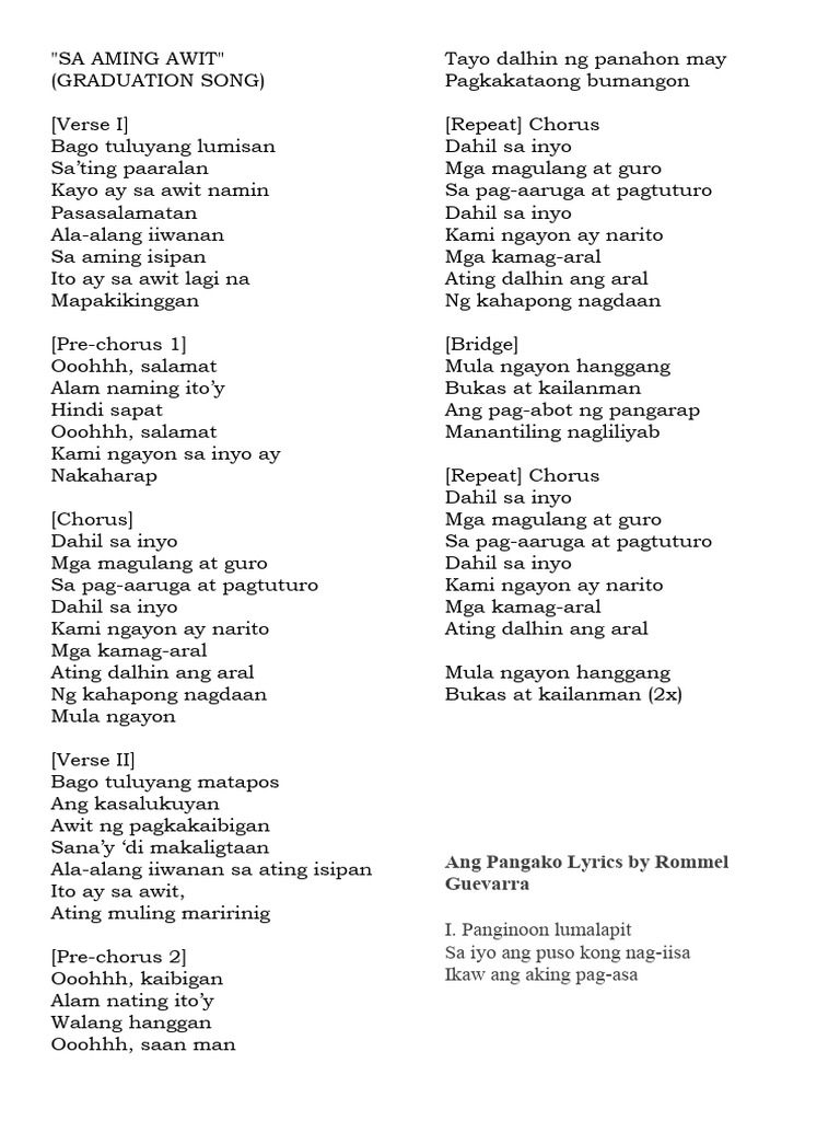 Sa Aming Awit | PDF