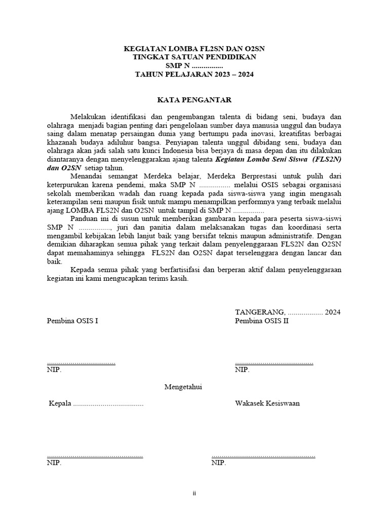 Contoh Program FL2SN Dan O2sn SMP | PDF