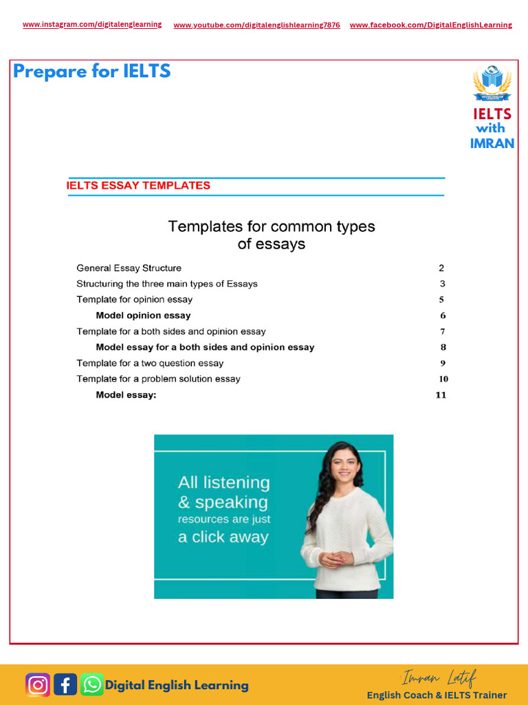 Imran's IELTS Essay Templates | PDF