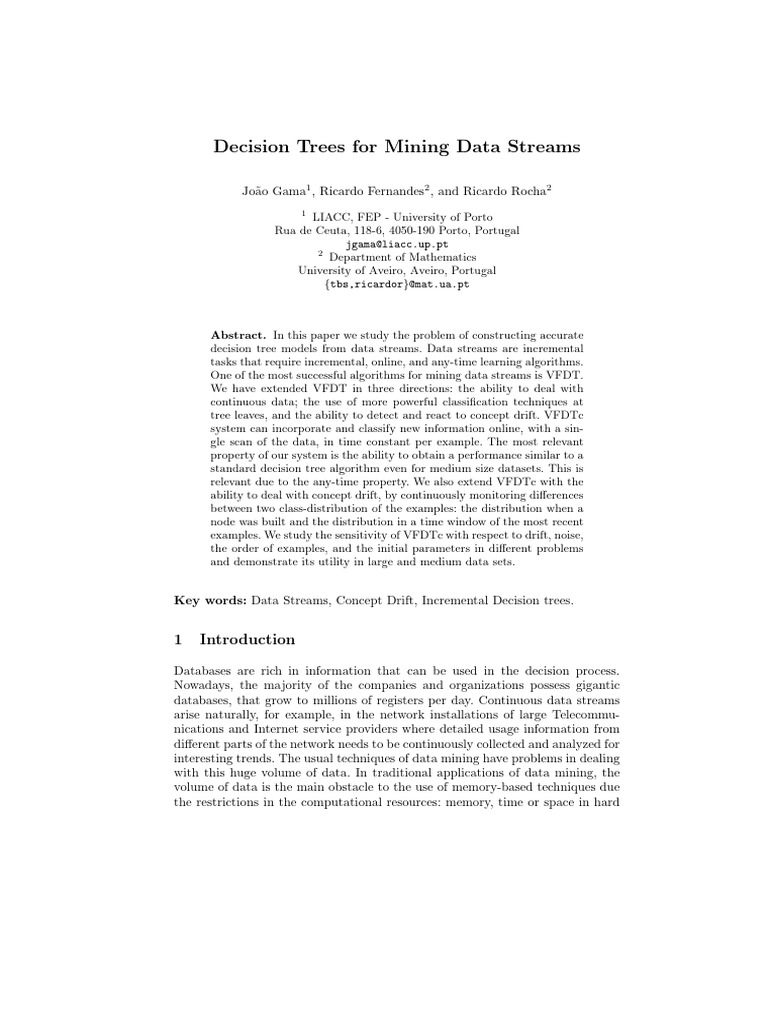 Decision Trees For Mining Data Streams | PDF | Statistical Classification | Statistics